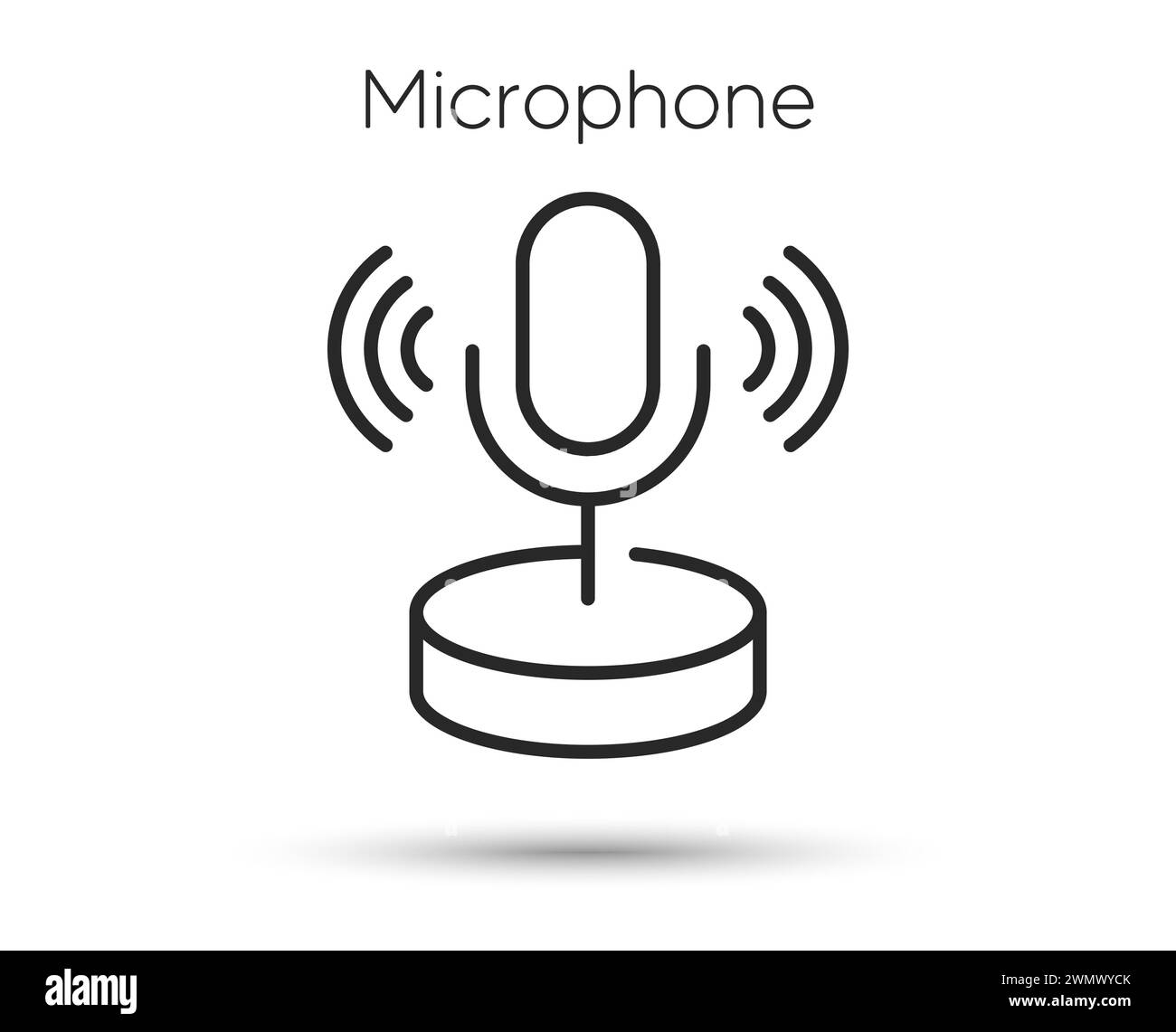 Microphone line icon. Podcast mic sign. Studio voice record. Vector ...