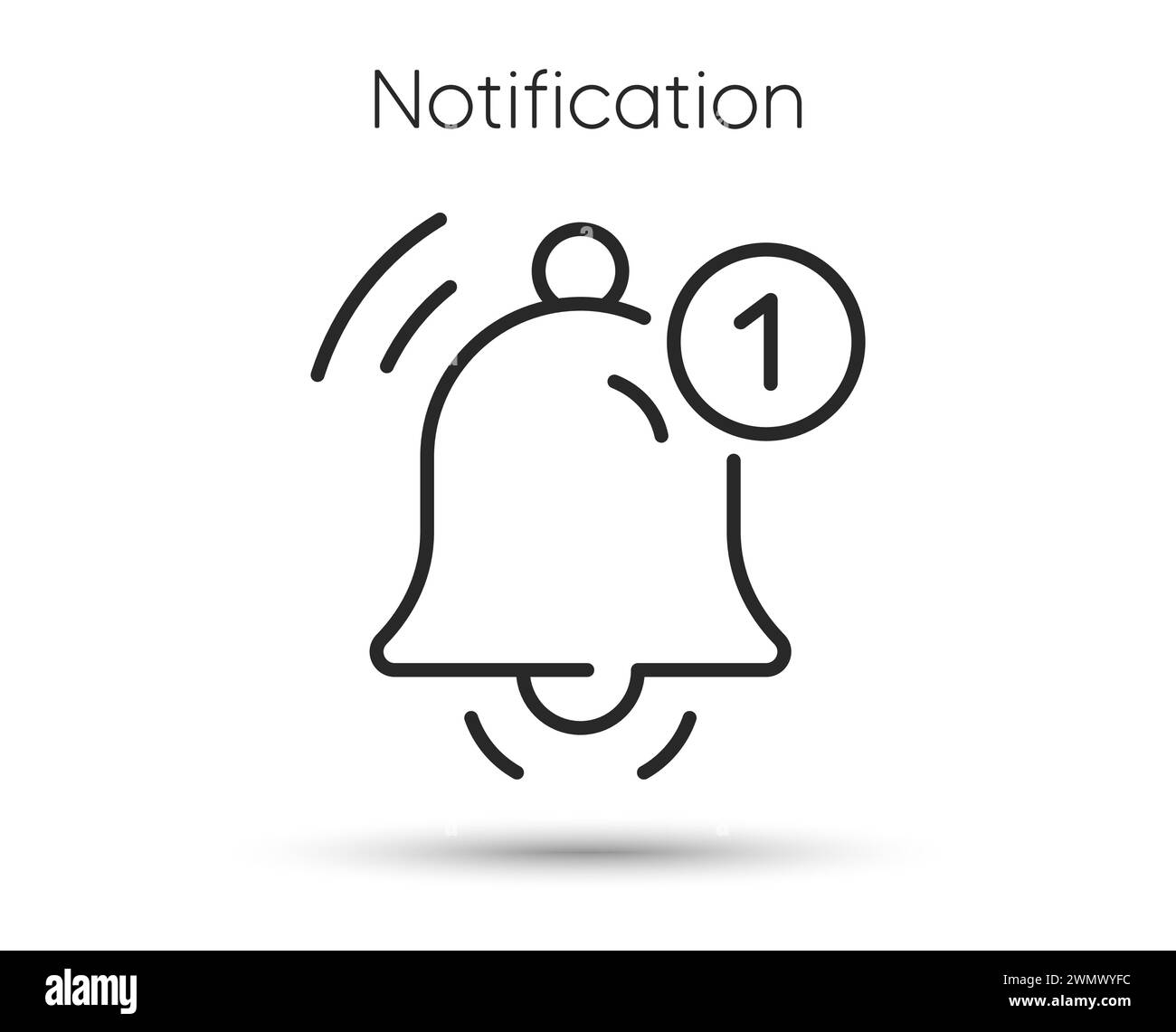 Notification line icon. Notice bell sign. Subscription alarm symbol. New message attention ...