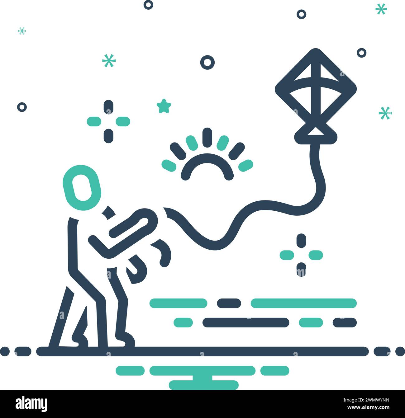 Icon for man flying kite,string Stock Vector Image & Art - Alamy