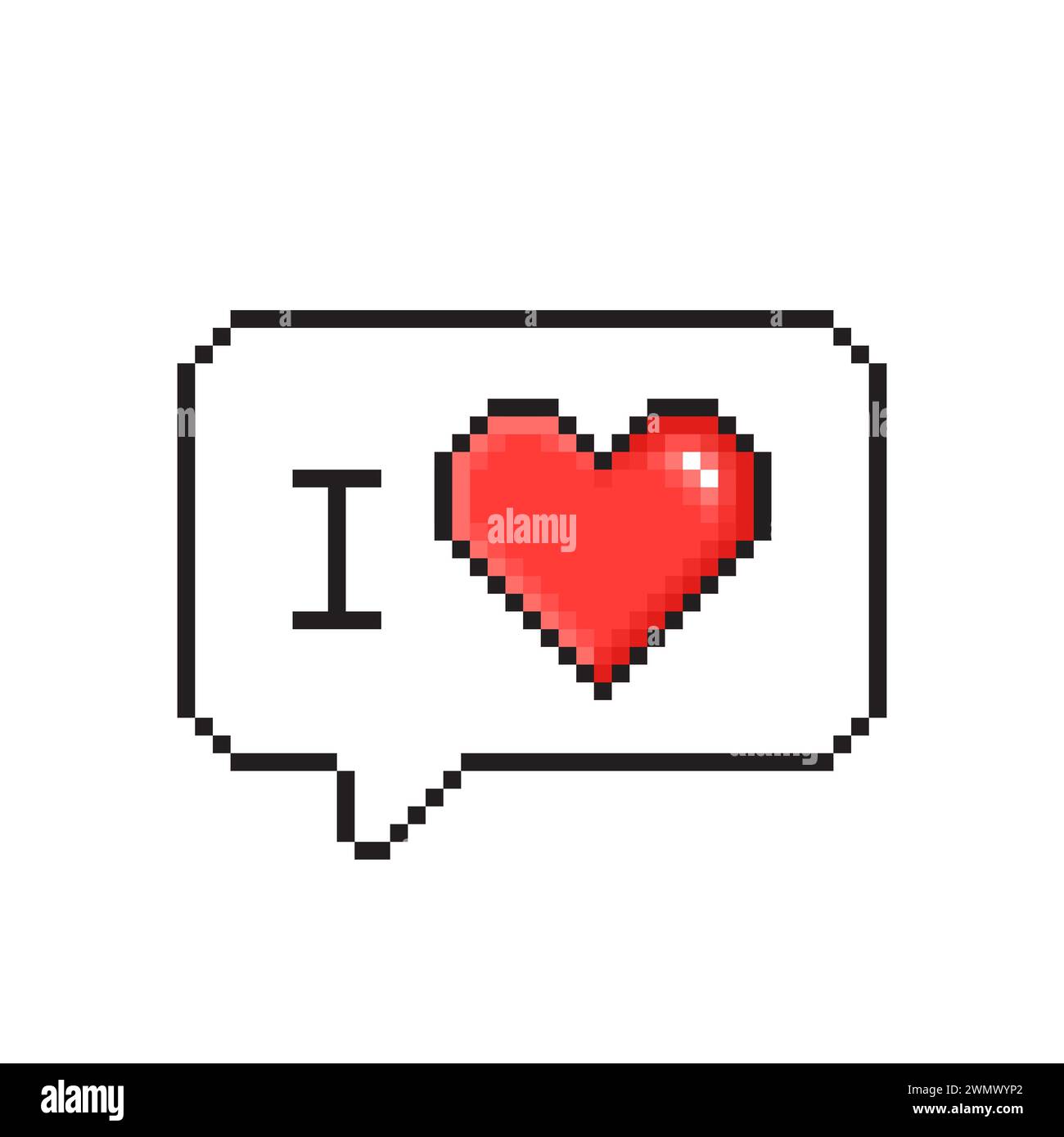 Pixel art red heart icon. Love feeling, health life or Valentine day ...