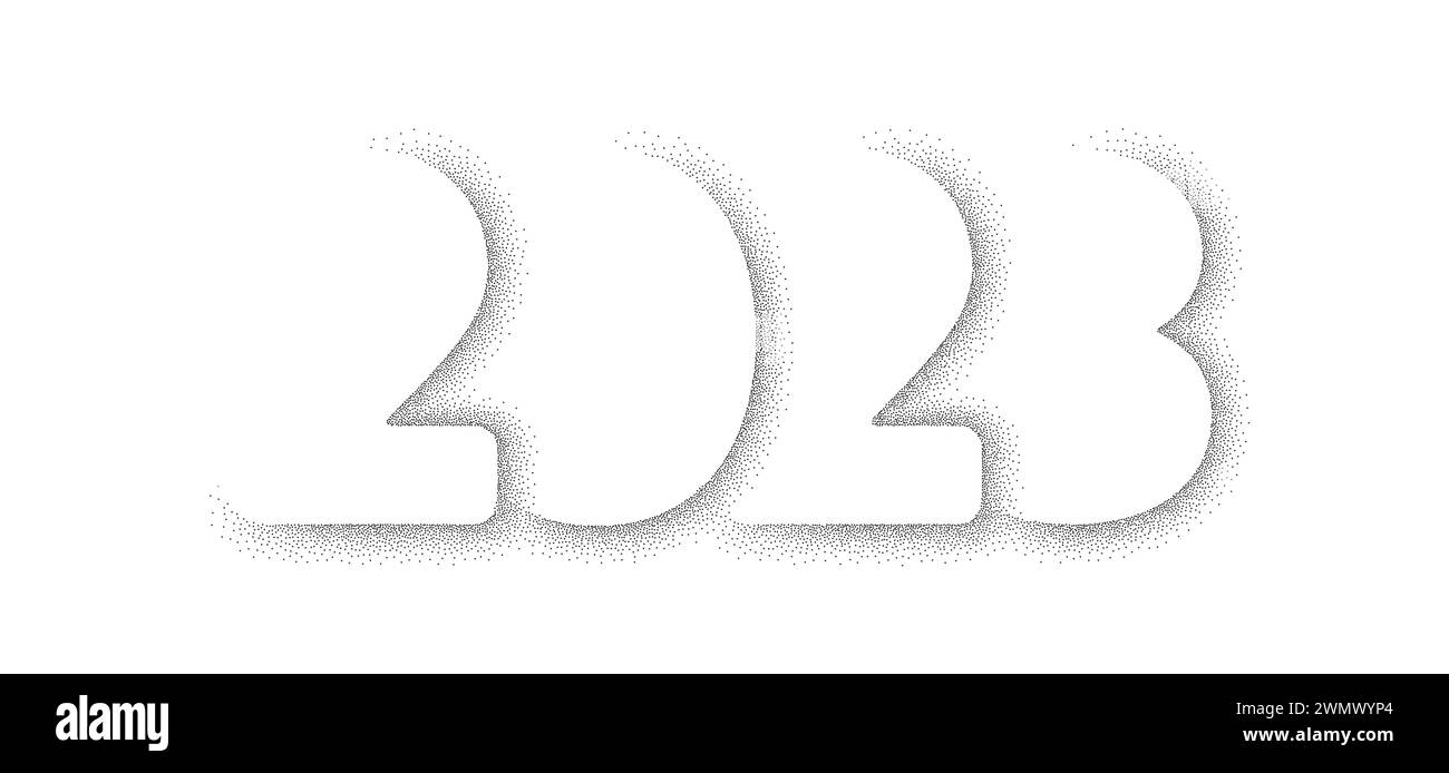 New year 2023 grain design. Noise stipple dots 2023 numbers ...