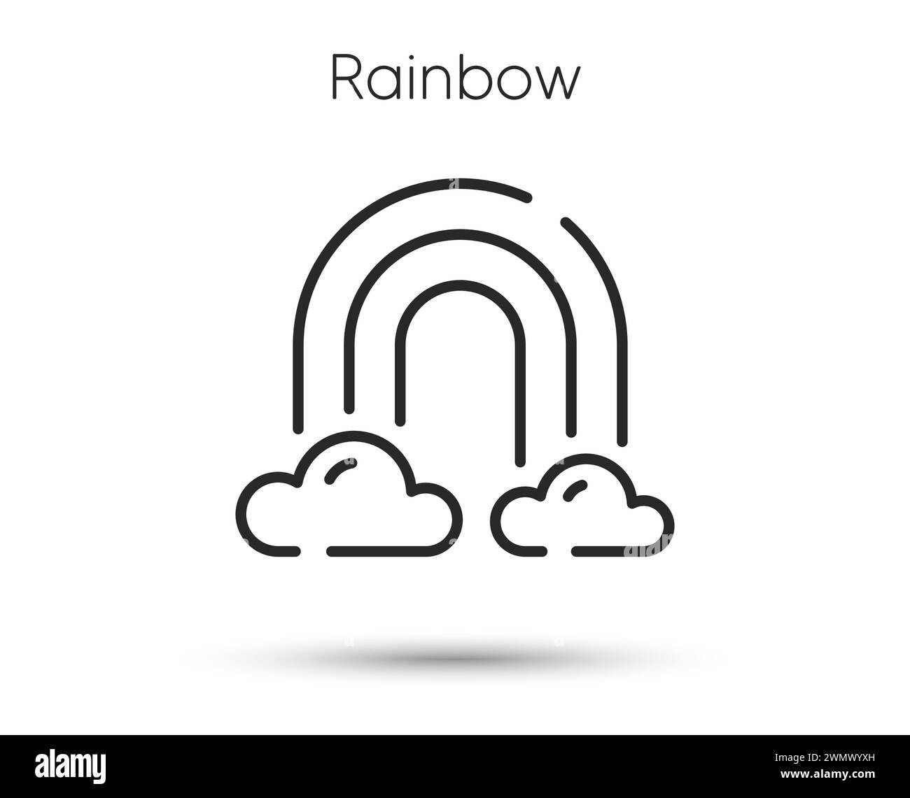 Rainbow line icon. Cloud sky with iridescent light sign. After rain ...