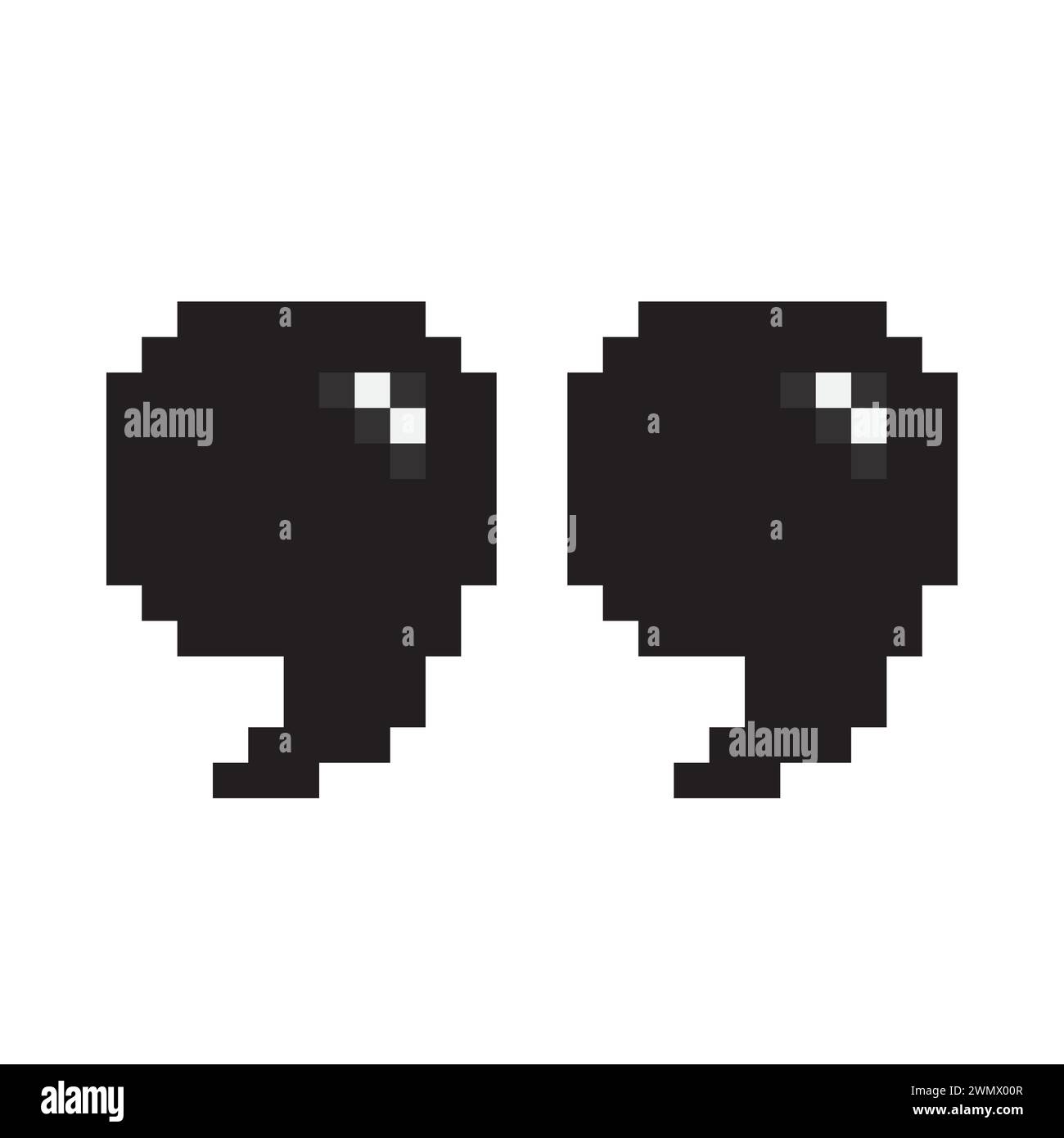 Pixel art quote marks icon. Discussion comma, news quotation and ...