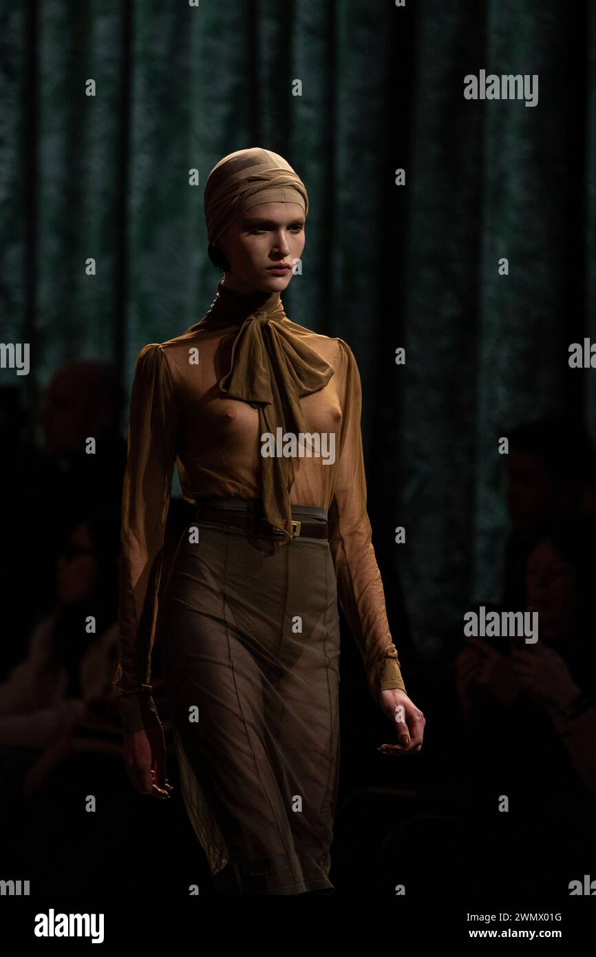 EDS NOTE: NUDITY - Models wear creations as part of the Saint Laurent ...