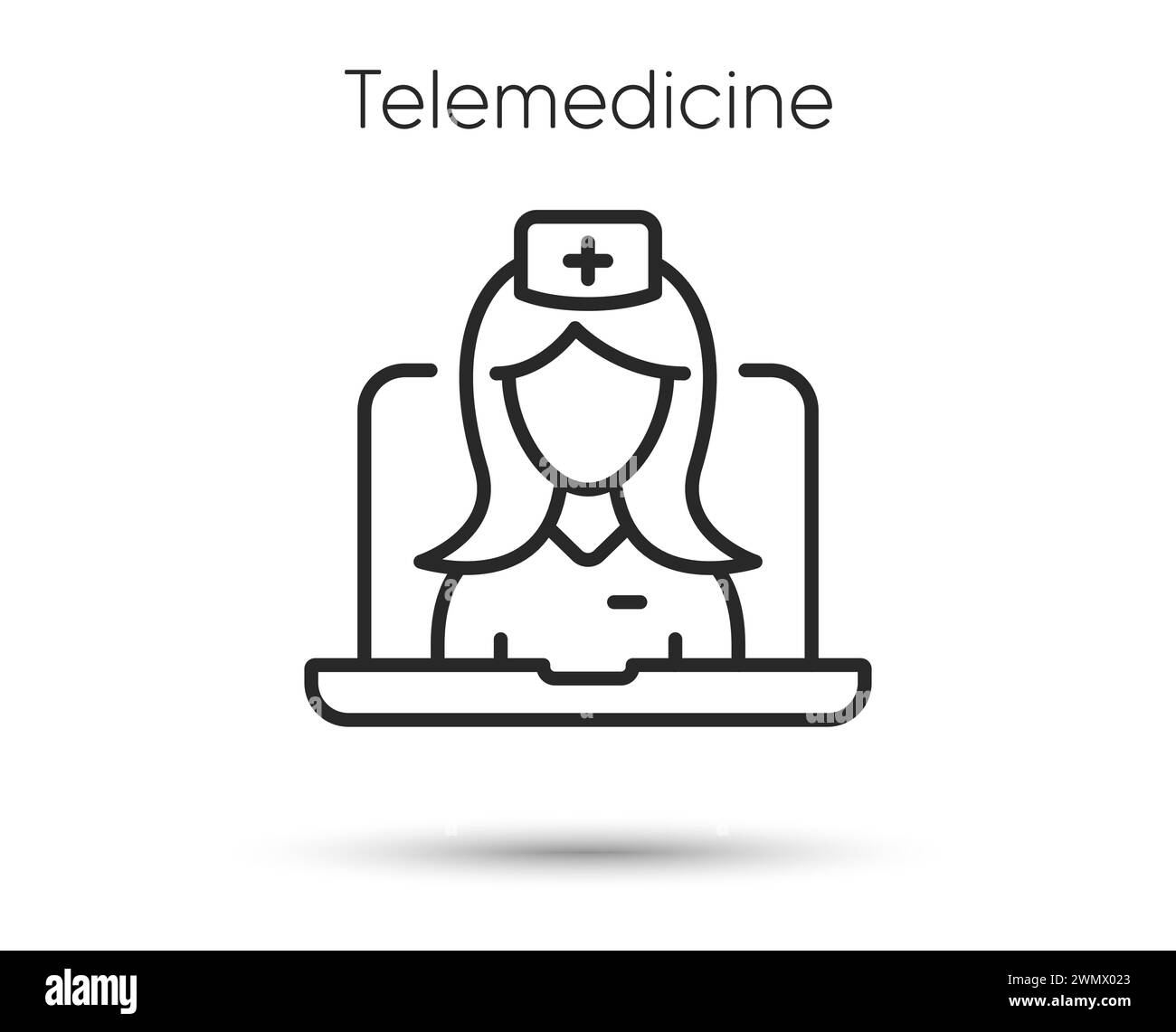 Telemedicine line icon. Online doctor sign. Medical health care symbol ...