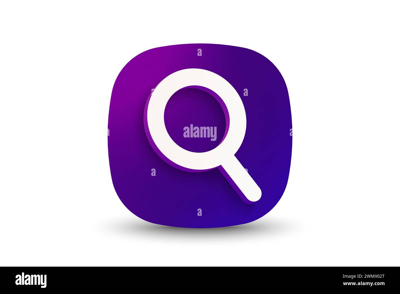 Search 3d icon on neon gradient button. Research, magnifier glass and ...