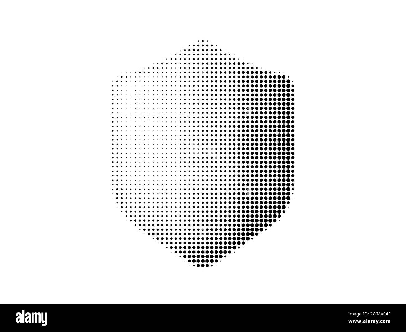 Halftone shield icon. Protect, safety and defense dotted symbol ...
