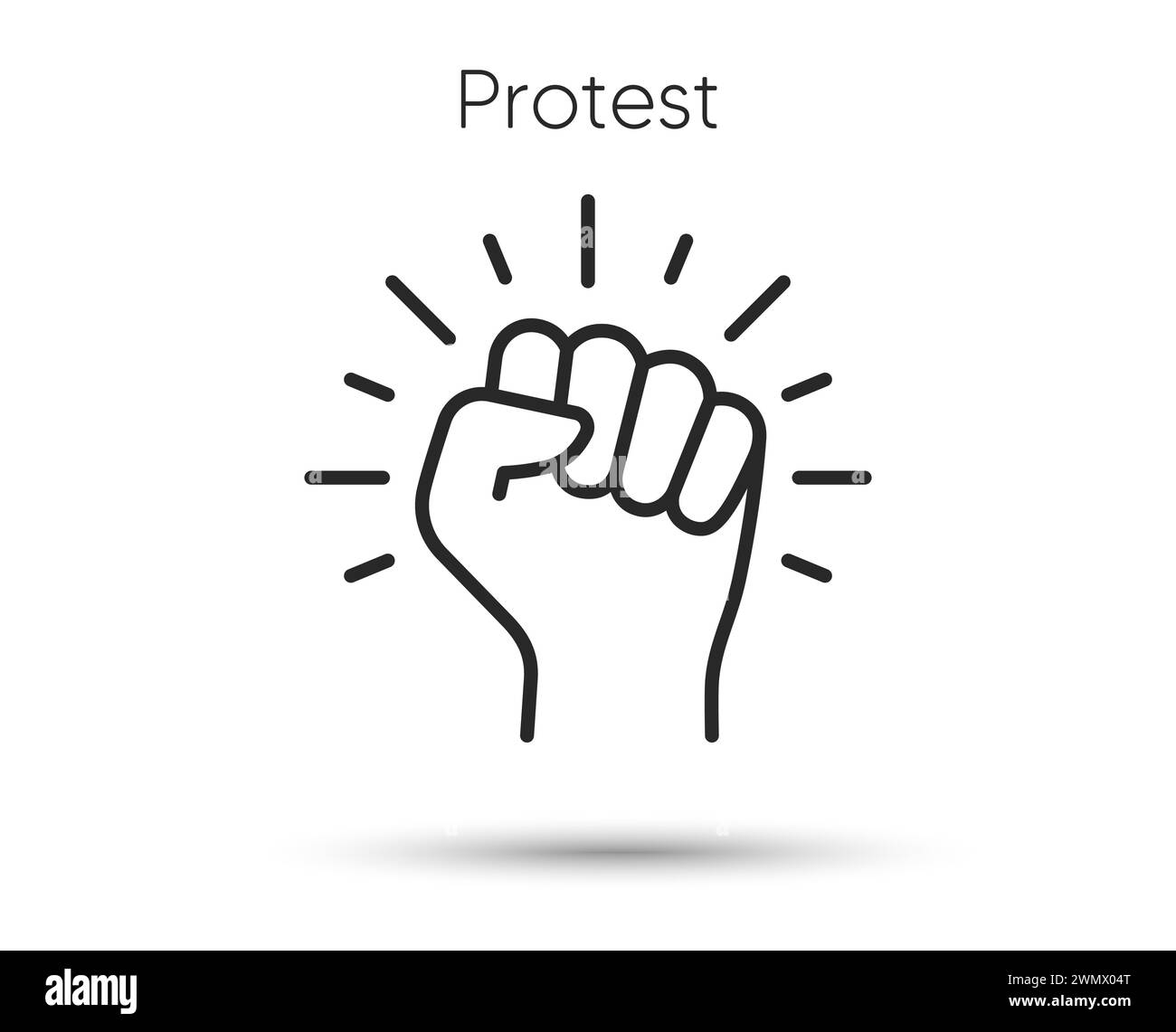 Protest line icon. Will power sign. Hand knuckle, willpower fist symbol ...