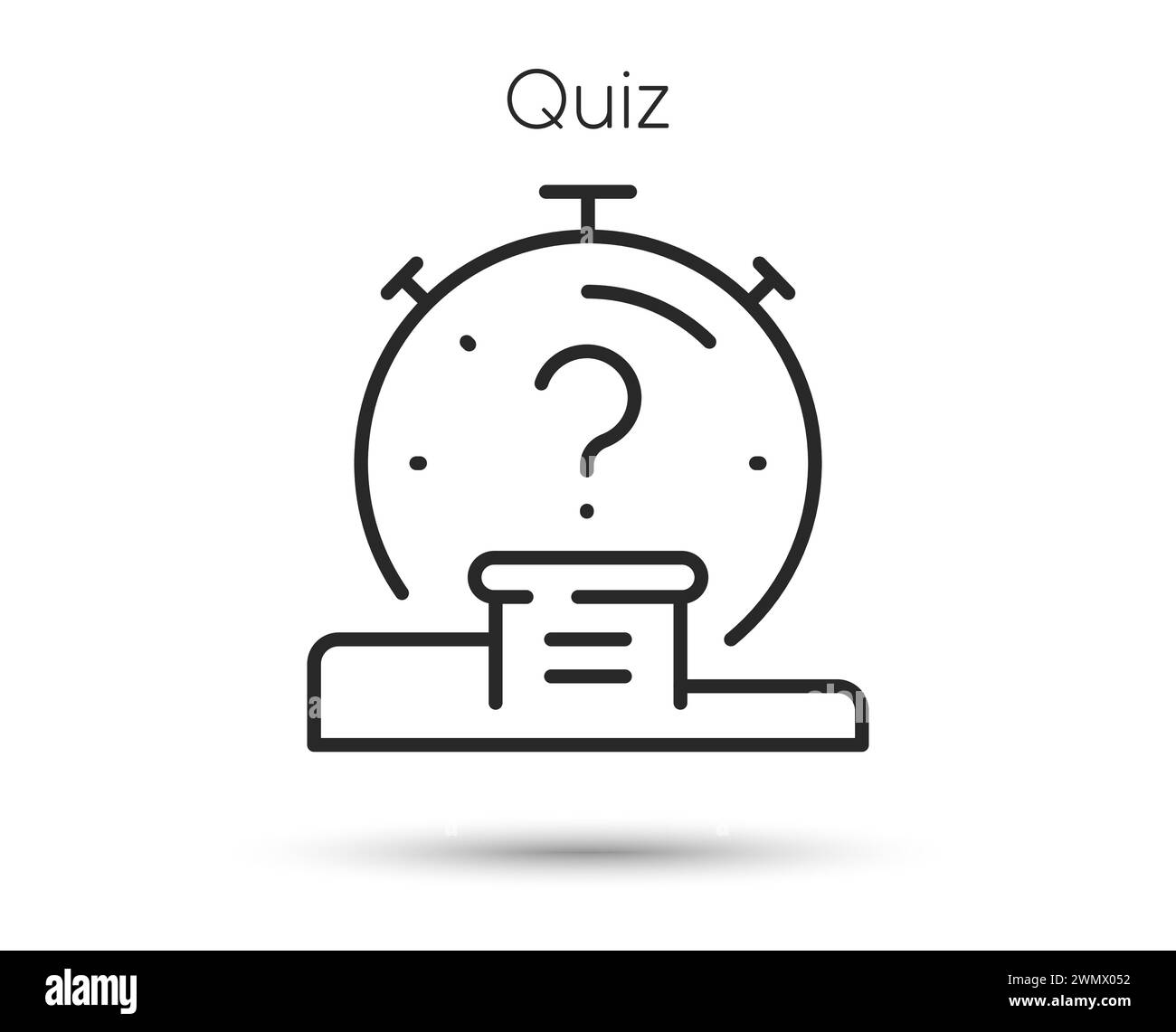 Quiz Line Icon Timer With Question Mark Faq Time Symbol Vector Stock