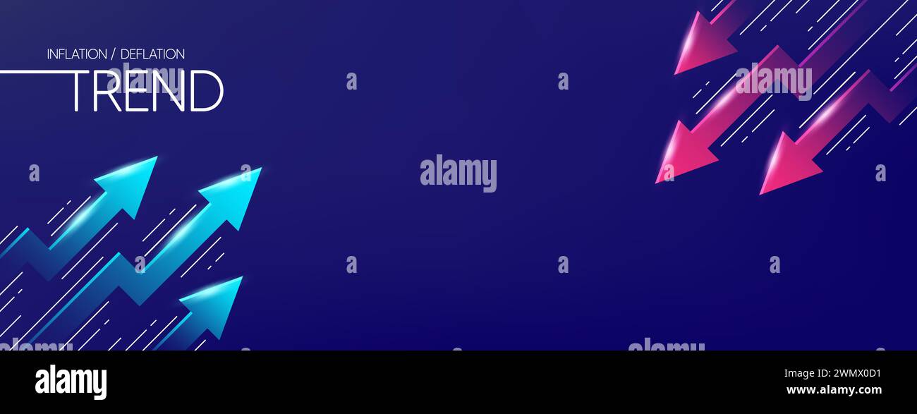 Up and down trend banner with 3d arrows. Inflation vs deflation. Stock ...