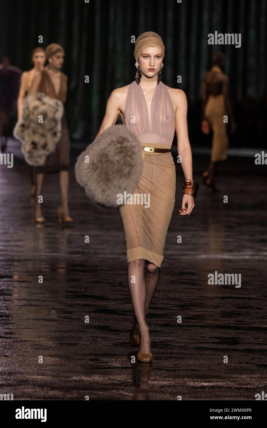 EDS NOTE: NUDITY - Models wear creations as part of the Saint Laurent ...