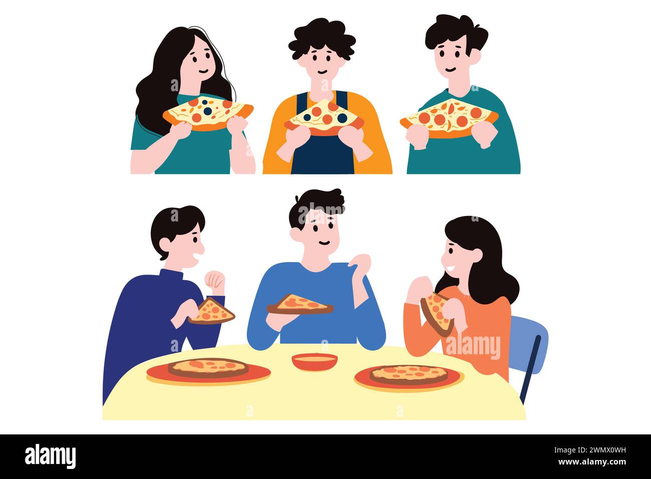 People Eating Collection Flat Style On Background Stock Vector Image And Art Alamy