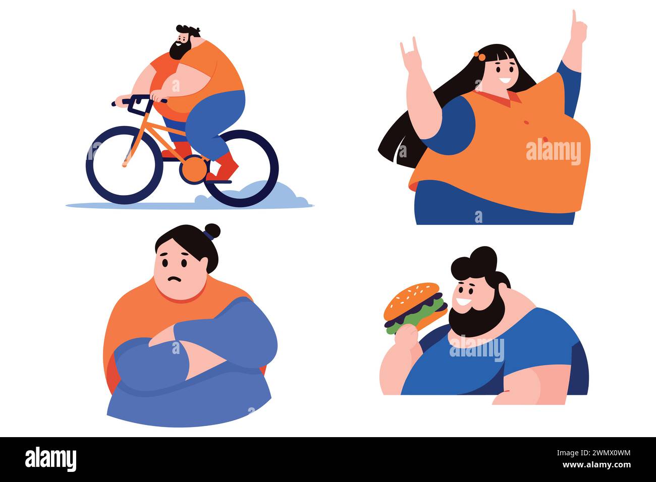 fat people collection flat style on background Stock Vector Image & Art ...