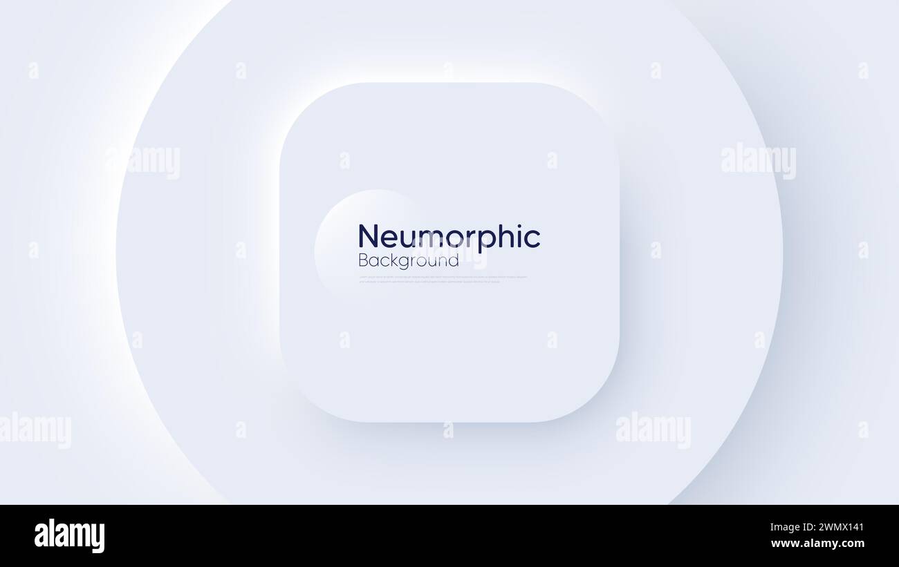 Neumorphic circular background with square concentric elements. Minimal abstract clean paper 3d ...