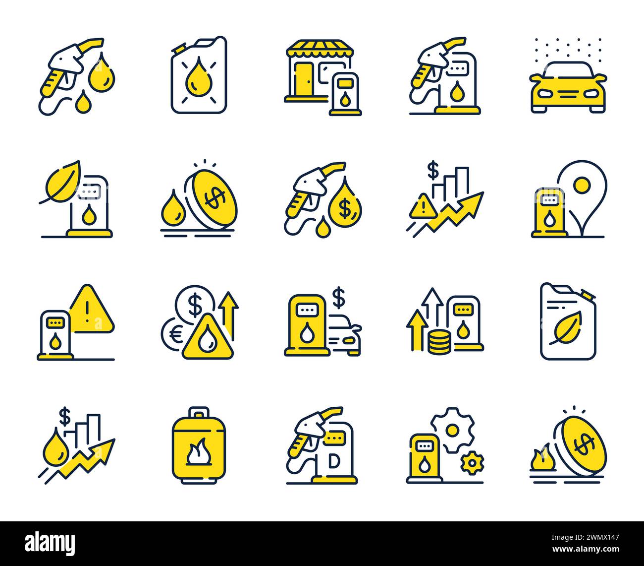 Gas station line icons. Petrol canister, diesel fuel and gas cylinder ...