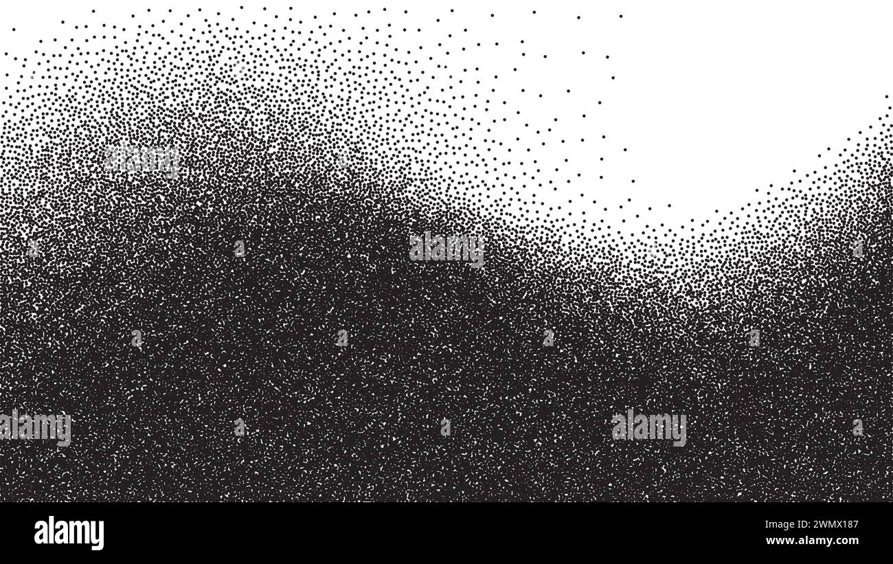 Dotwork wave pattern background. Black noise stipple dots. Dotted ...