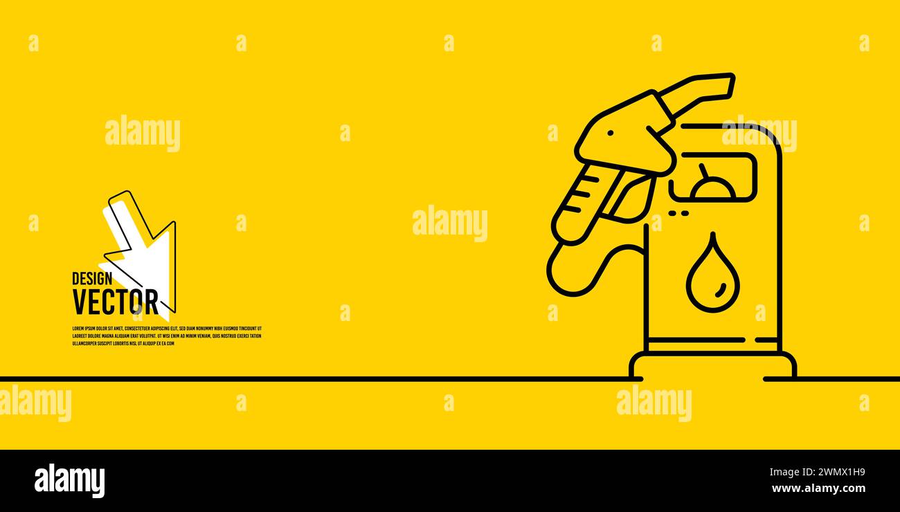 Gasoline pump nozzle banner. Fuel pump petrol station icon. Refuel ...