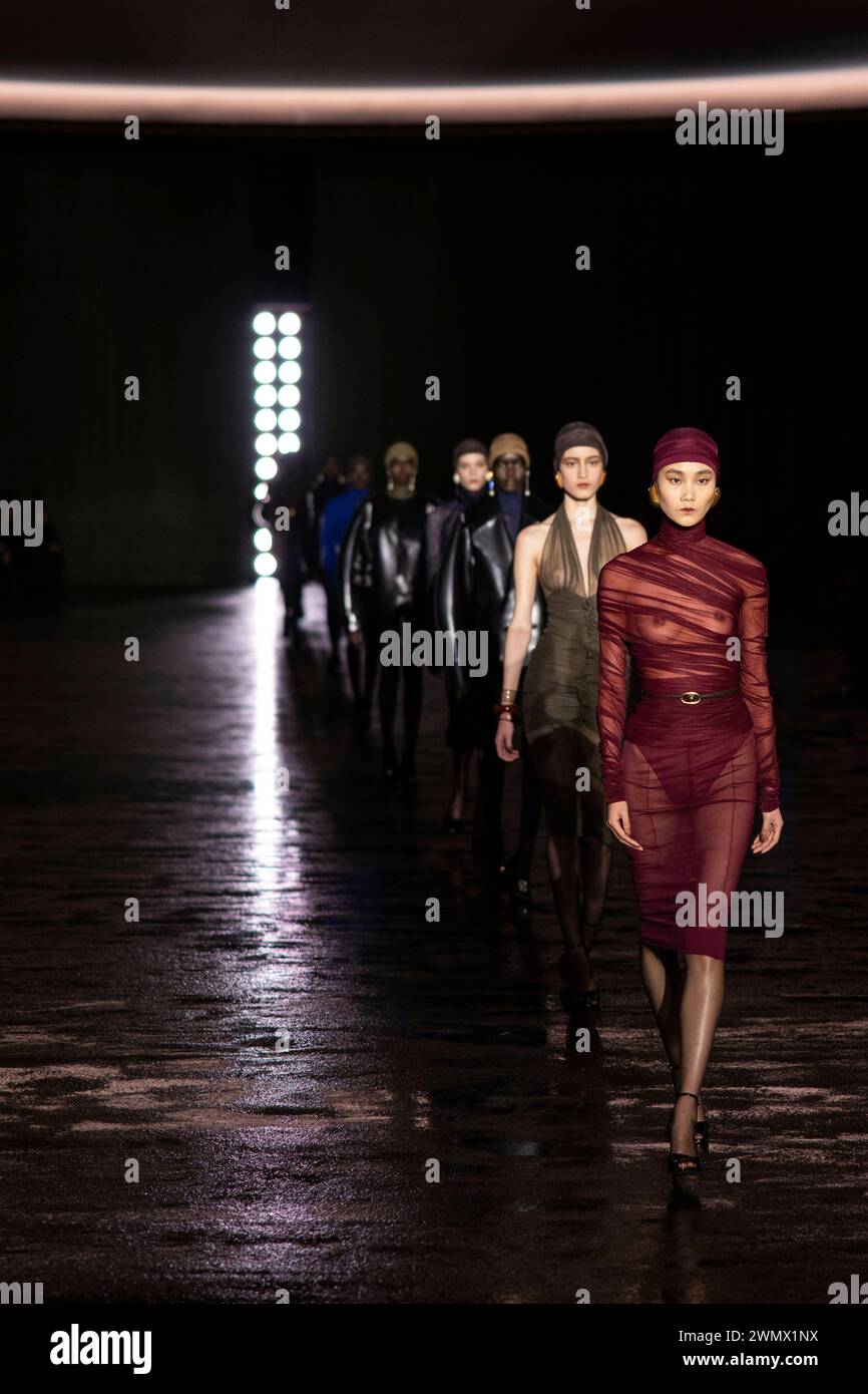 EDS NOTE: NUDITY - Models wear creations as part of the Saint Laurent ...