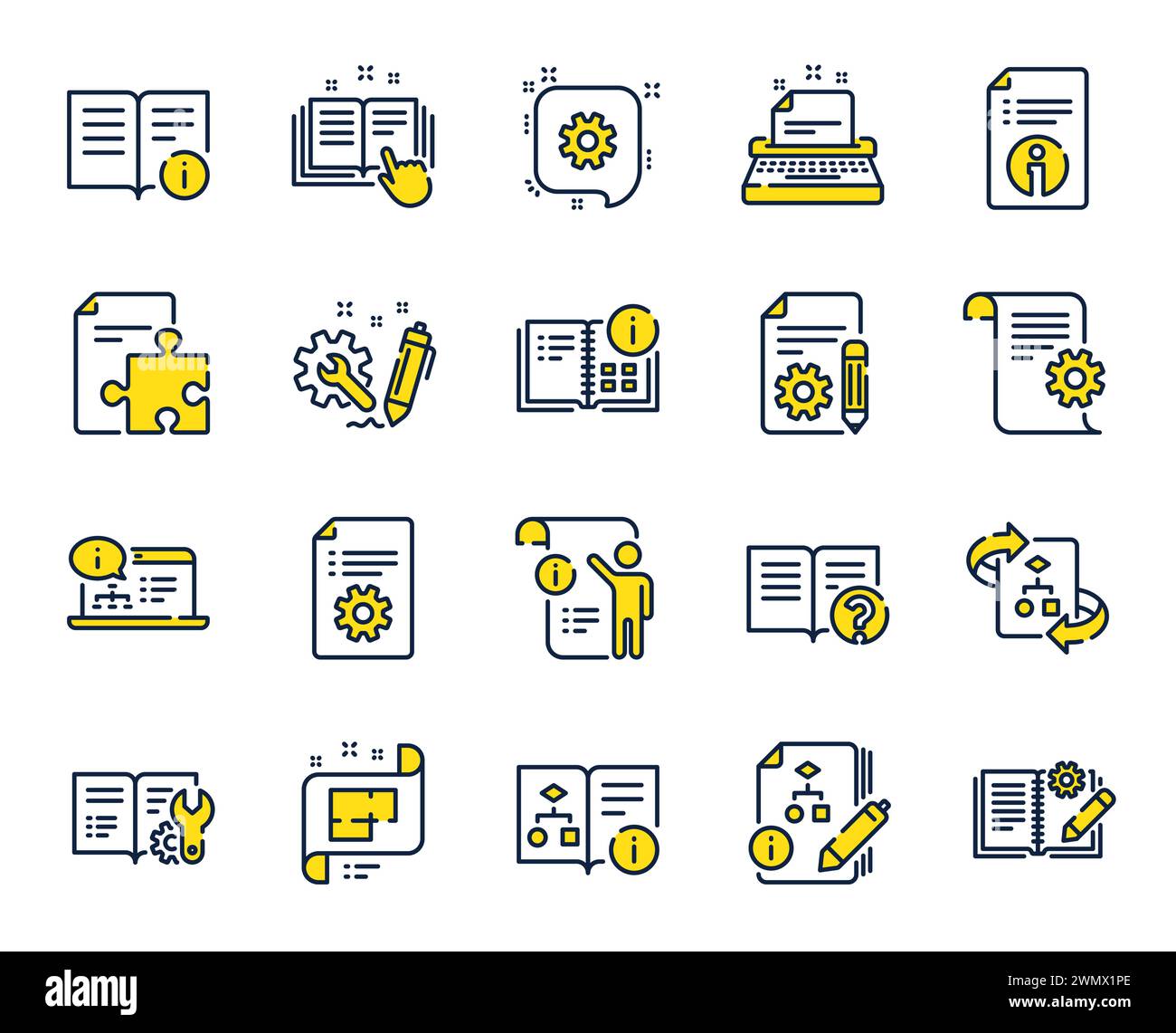 Technical Documentation line icons. Set of Instruction, Plan and Manual. Vector Stock Vector ...