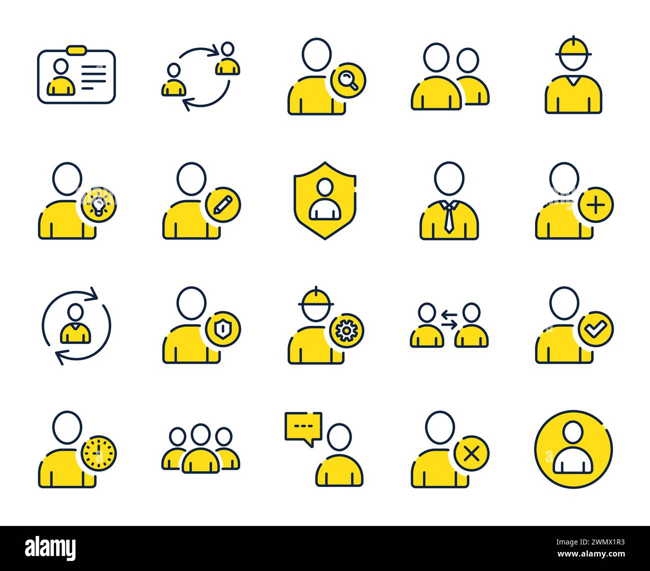 Users line icons. Profile, Group and Support. Vector Stock Vector Image ...