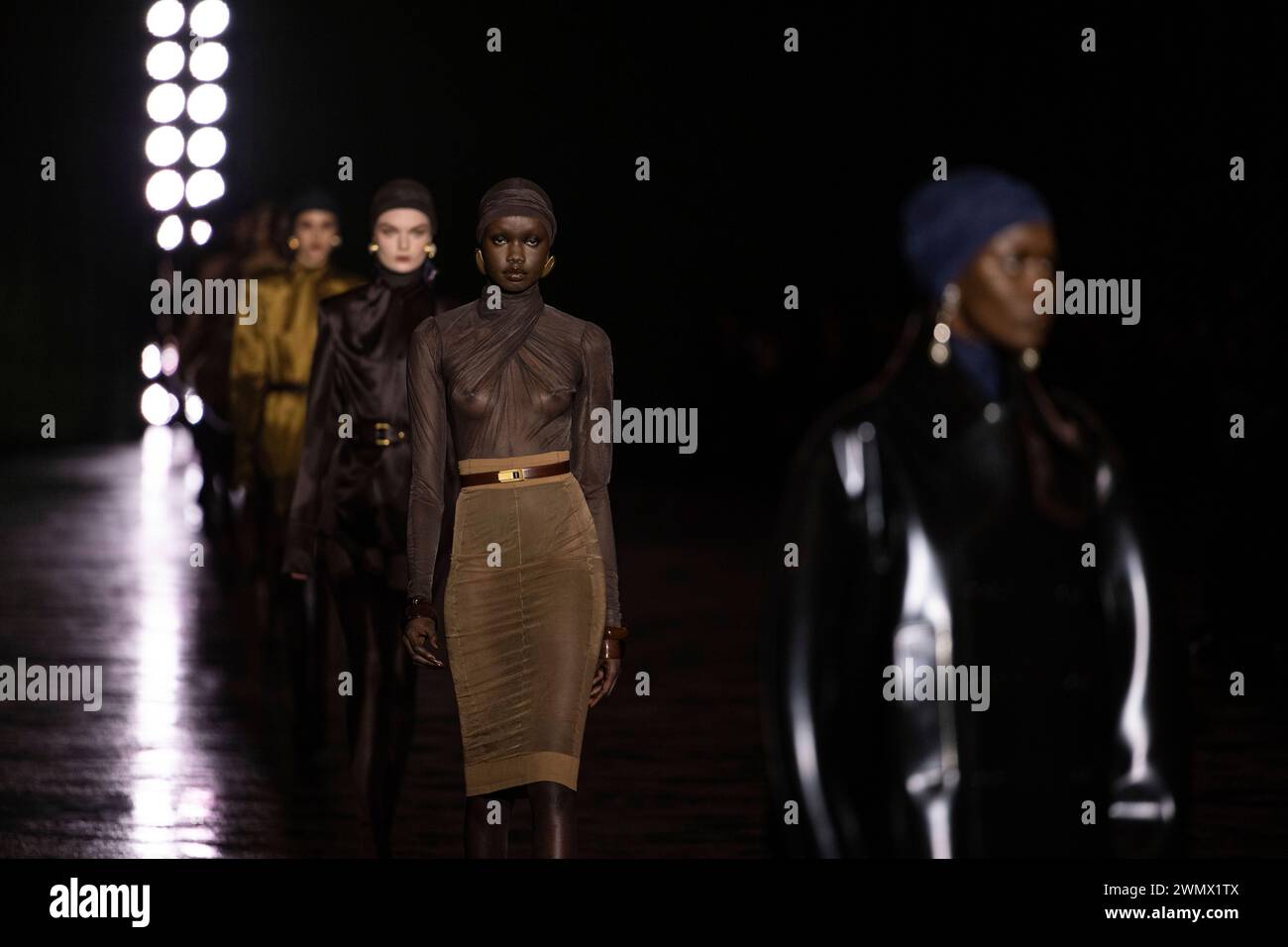 EDS NOTE: NUDITY - Models wear creations as part of the Saint Laurent ...