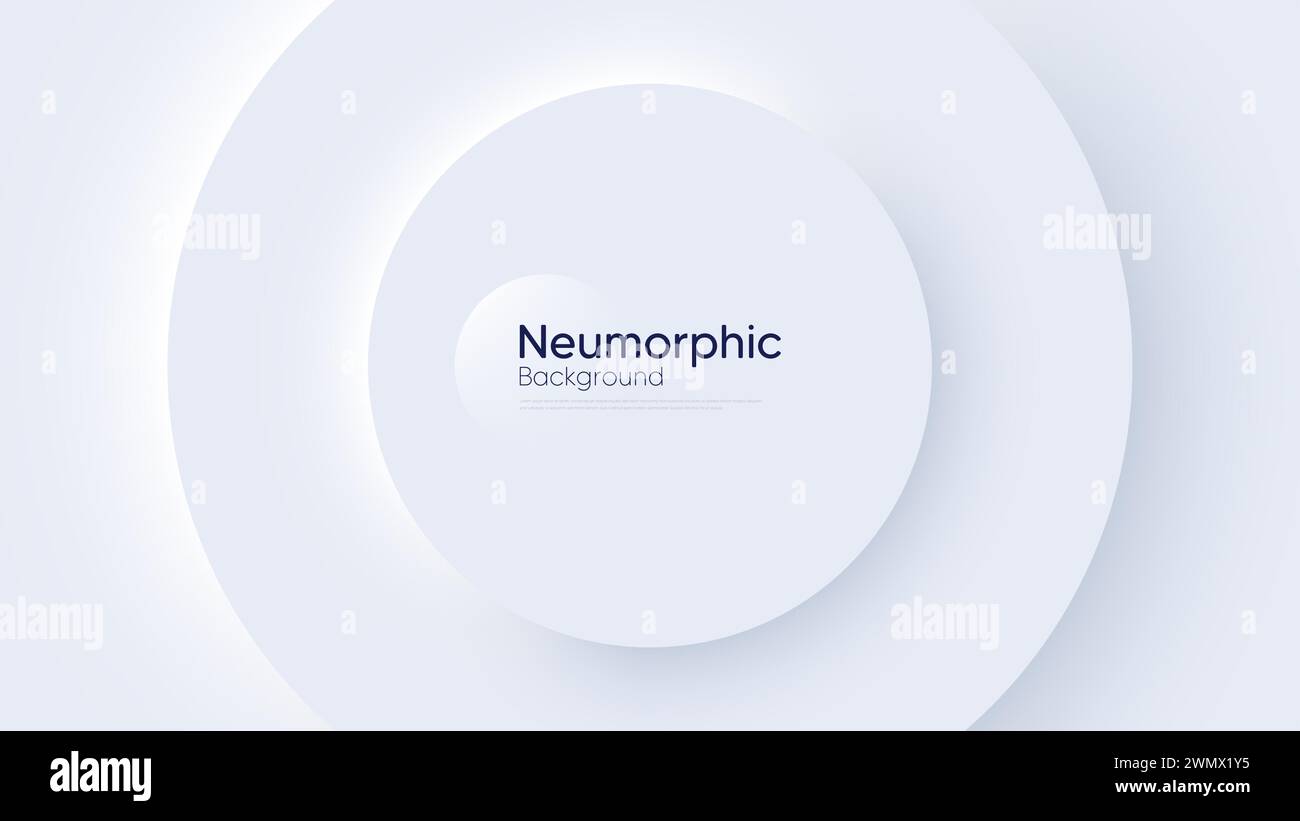 Neumorphic circular background with round concentric elements. Minimal abstract clean paper 3d ...