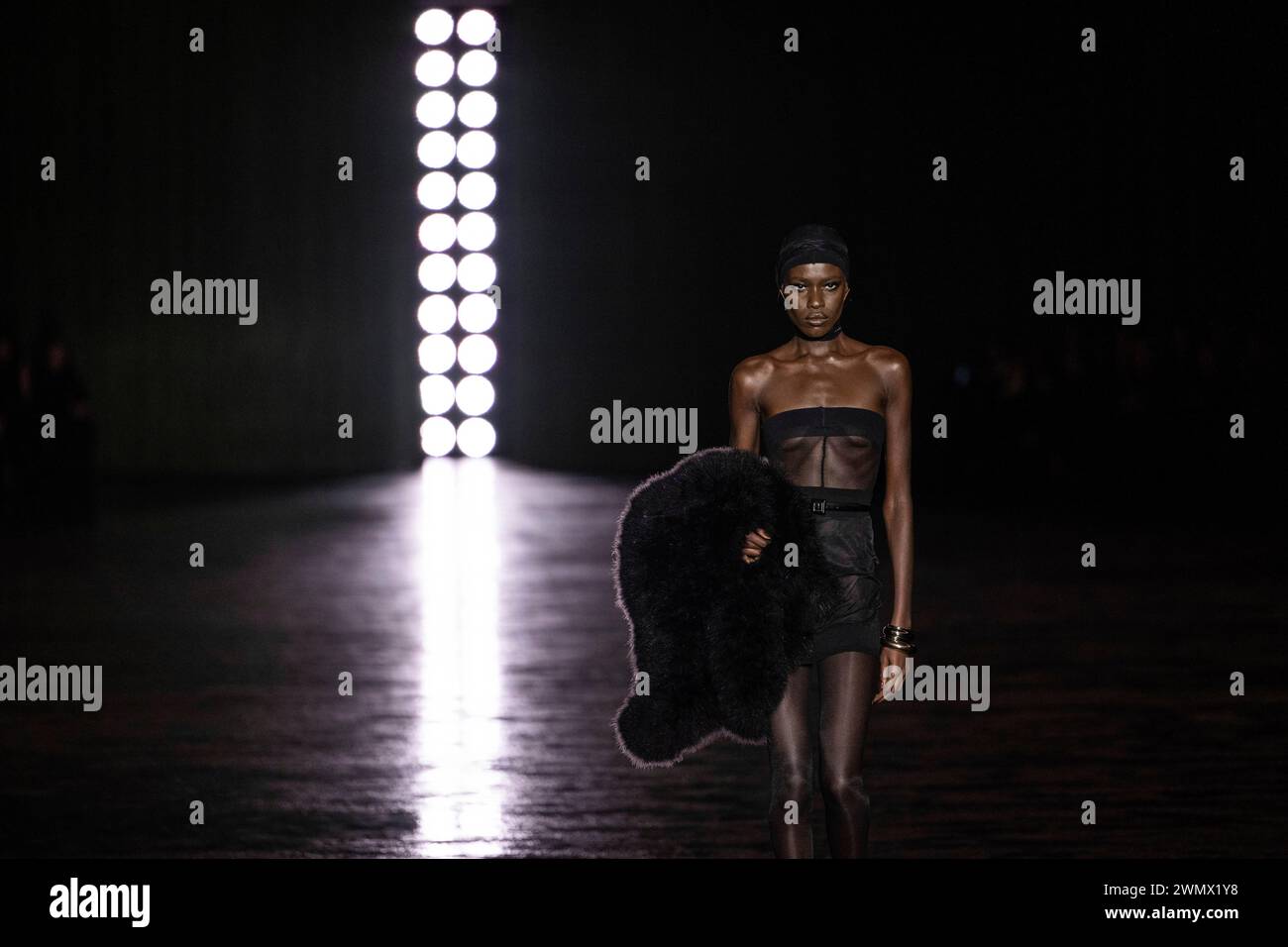 EDS NOTE: NUDITY - Models wear creations as part of the Saint Laurent ...