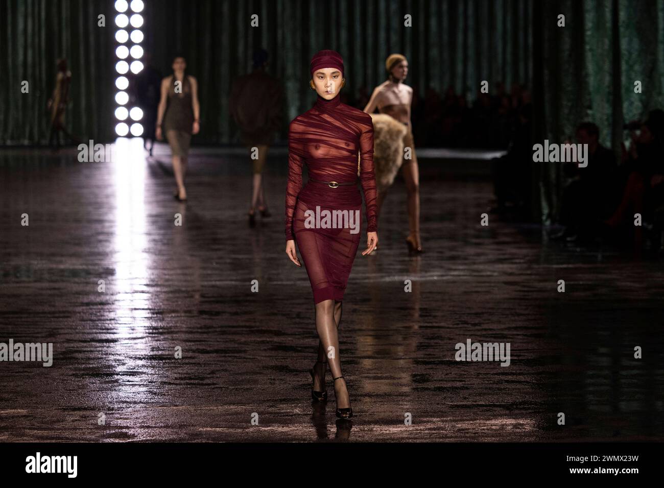 EDS NOTE: NUDITY - Models wear creations as part of the Saint Laurent ...