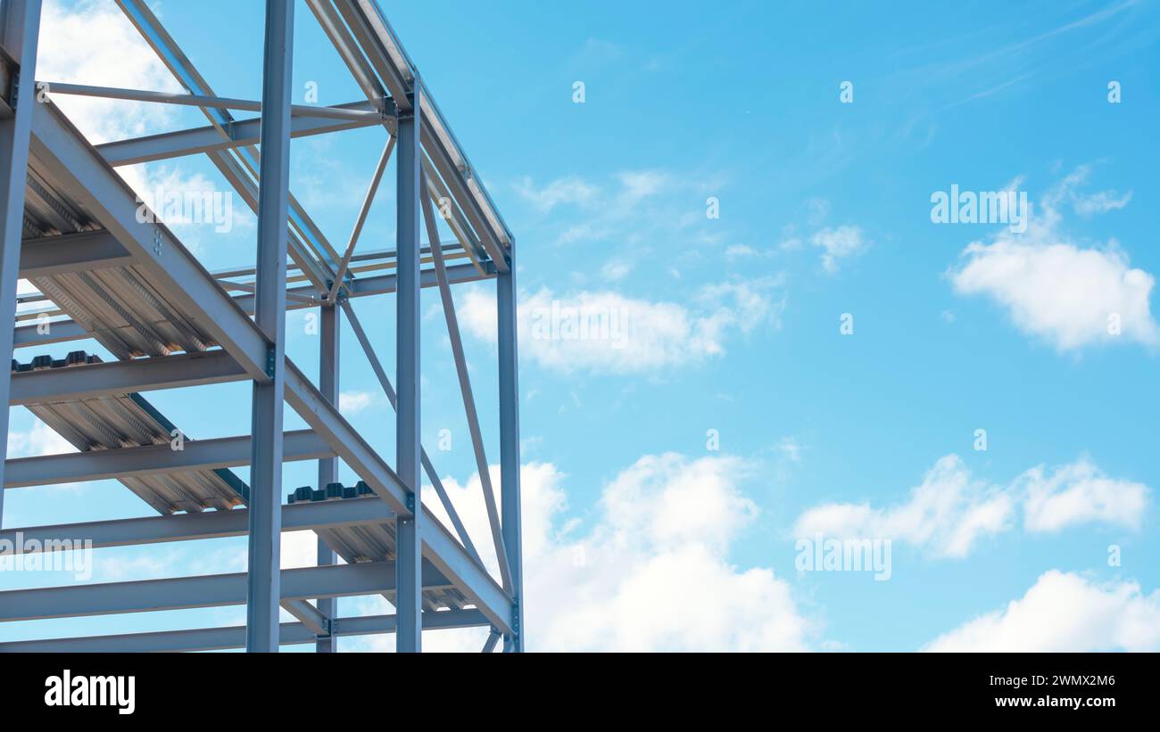 Steel frame commercial building under construction Stock Photo - Alamy