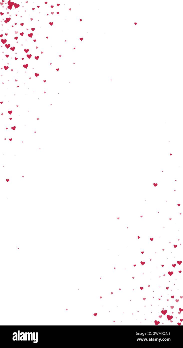 Valentine hearts, flying, falling down, floating. Red hearts scattered ...