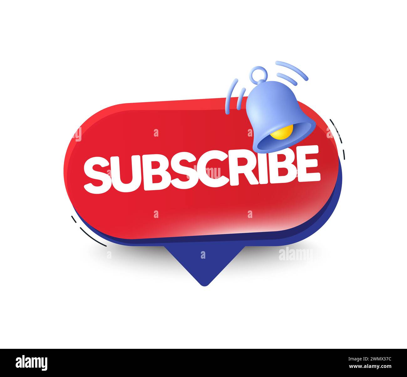 Subscribe button with ring bell icon. Promotion offer speech bubble ...