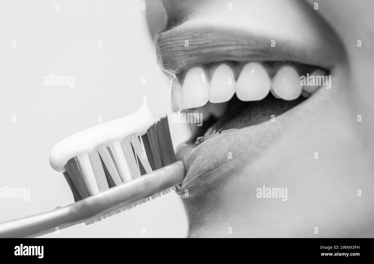 Teeth With Toothbrush Smiling Cute Woman Holding Toothbrush Smiling
