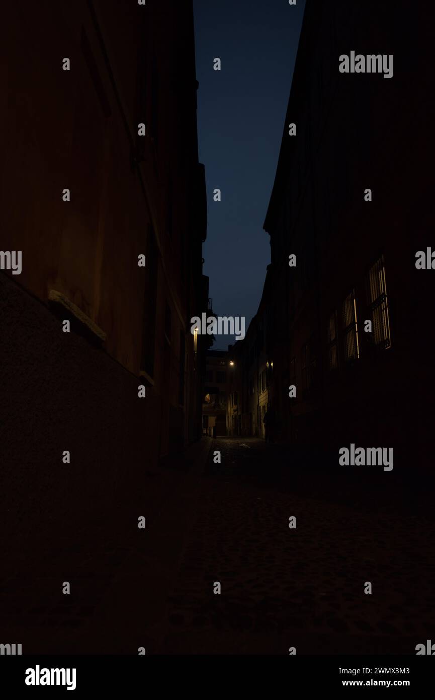 Alley with street lamps hi-res stock photography and images - Alamy