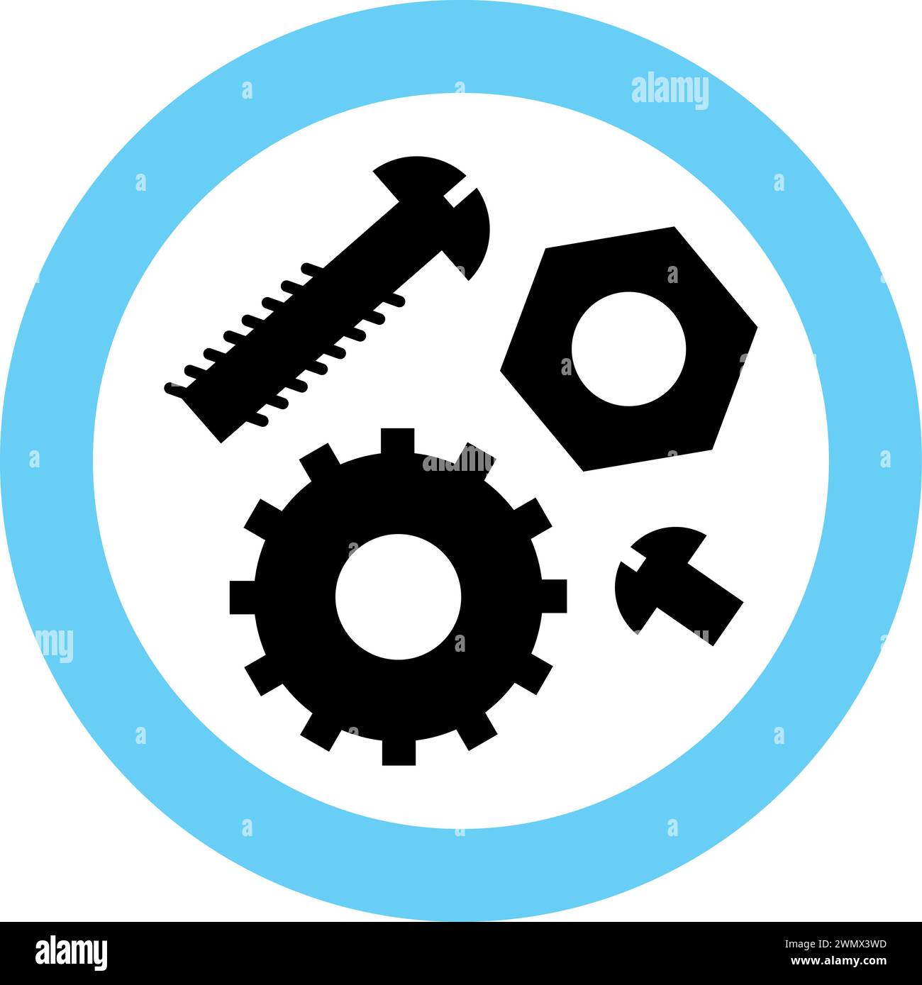 Gear, Nut and Screw Icon in Flat Style Stock Vector Image & Art - Alamy