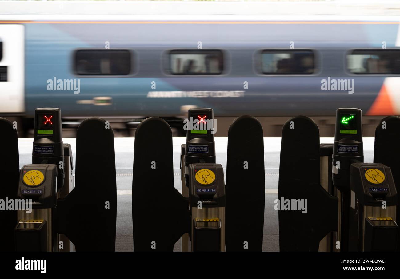 Ticket barriers at Coventry railway station, West Midlands, England, UK ...