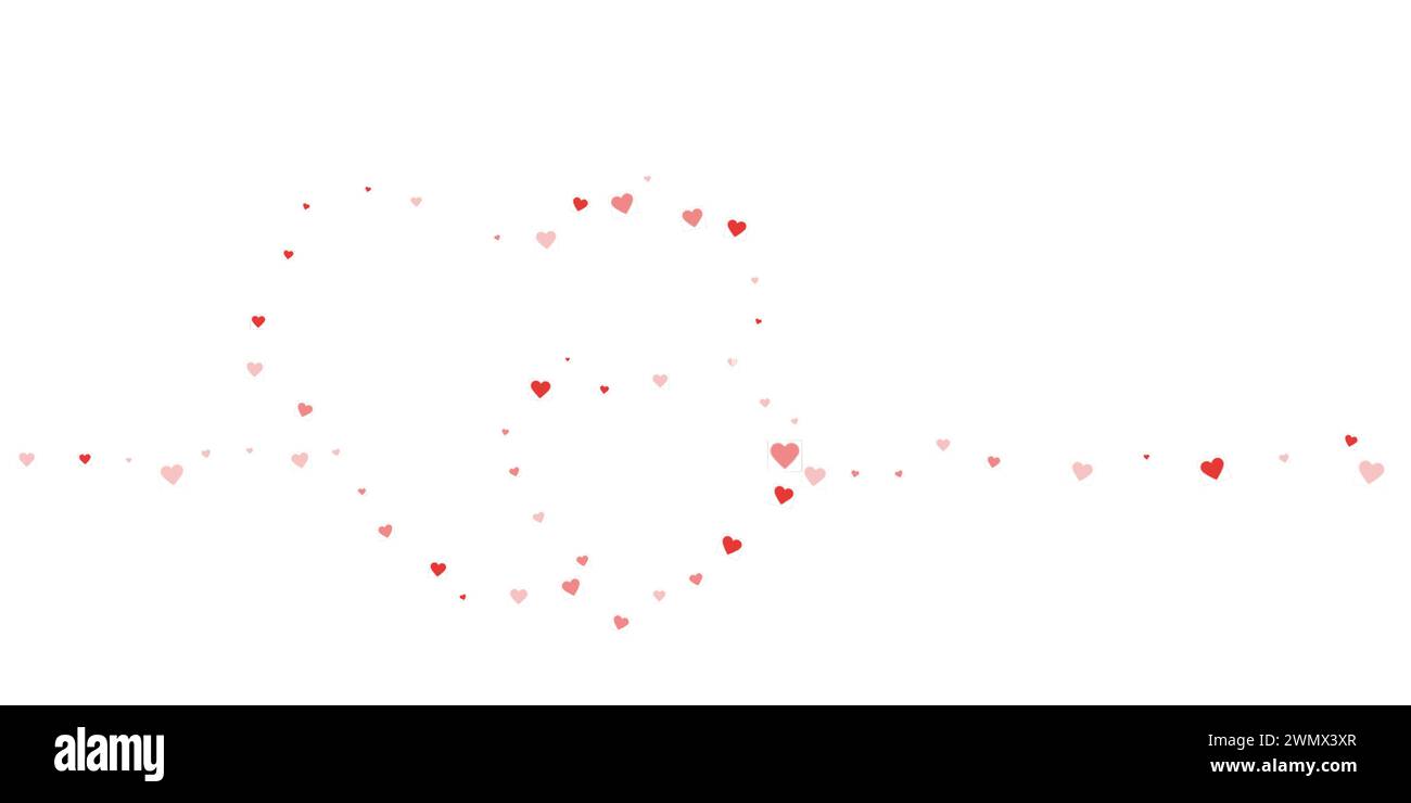 Valentine hearts, flying, falling down, floating. Red hearts scattered ...