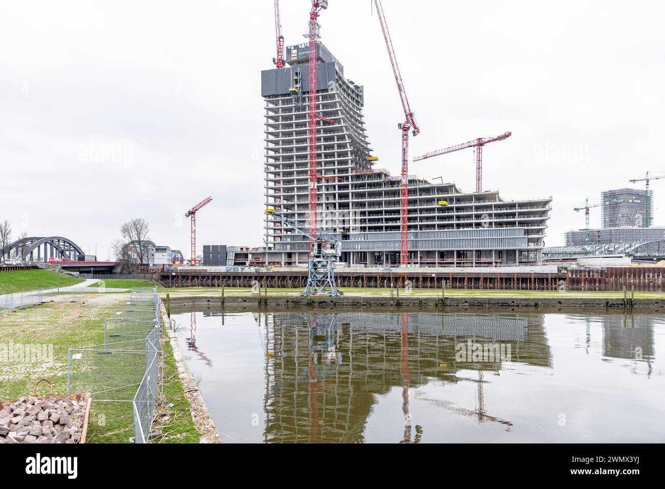 Hamburg, Germany. 27th Feb, 2024. View of the Elbtower construction ...