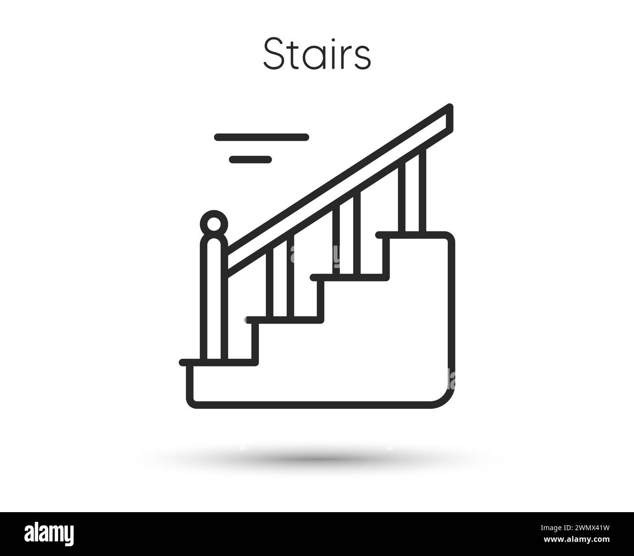 Stairs line icon. House staircase sign. Steps with railing symbol ...