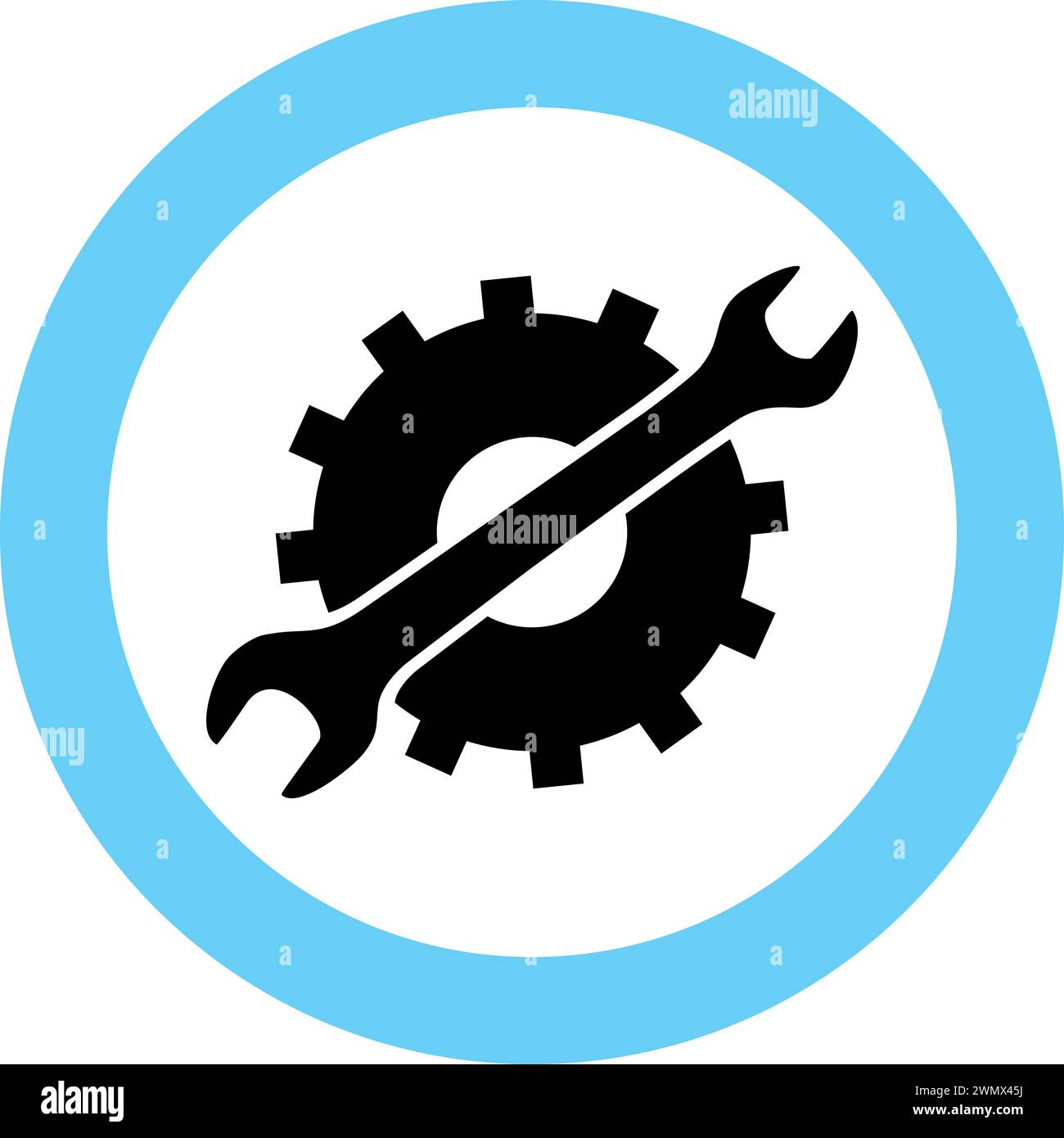 Gear and Wrench Icon in Flat Style Stock Vector Image & Art - Alamy