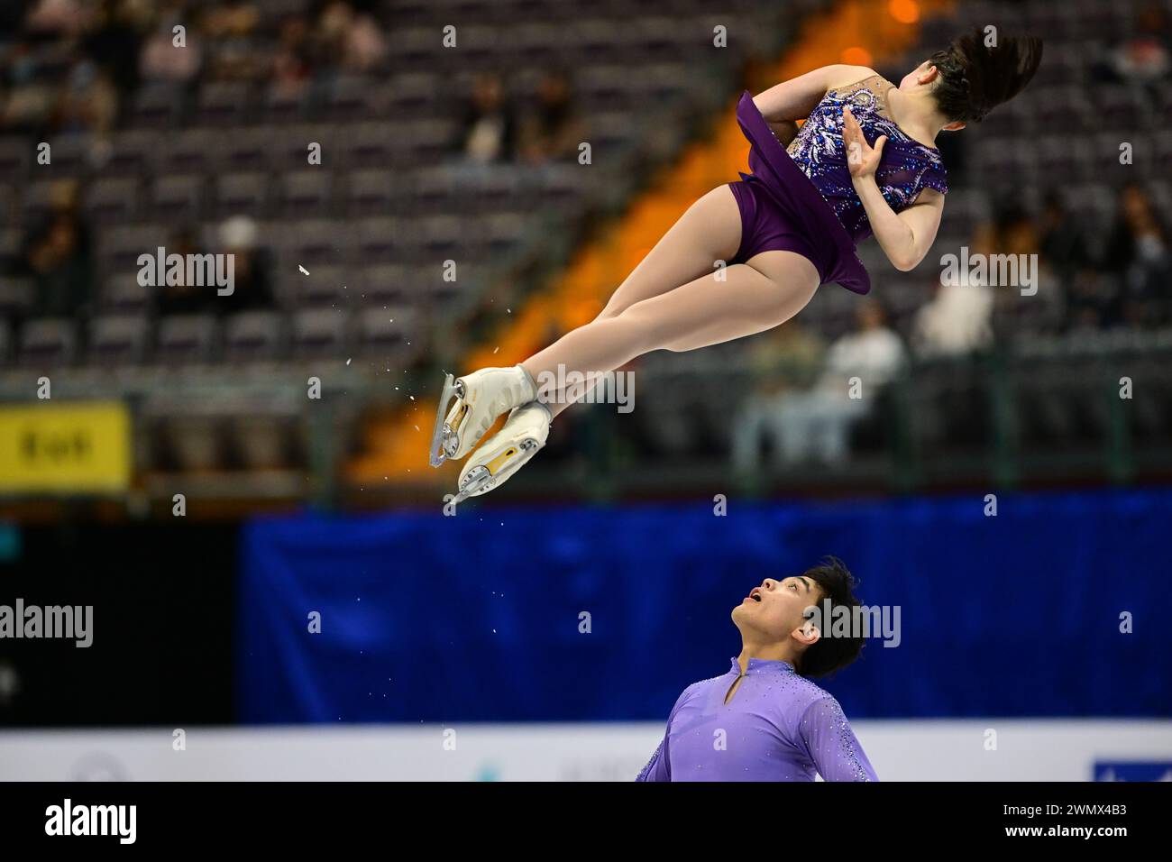 Olivia FLORES & Luke WANG (USA), during Junior Pairs Short Program, at ...