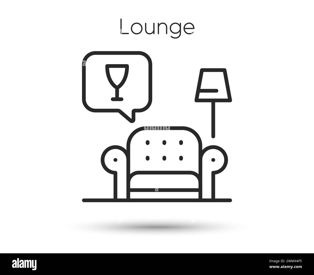 Lounge line icon. Luxury relax place sign. Wine glass symbol. Vector ...