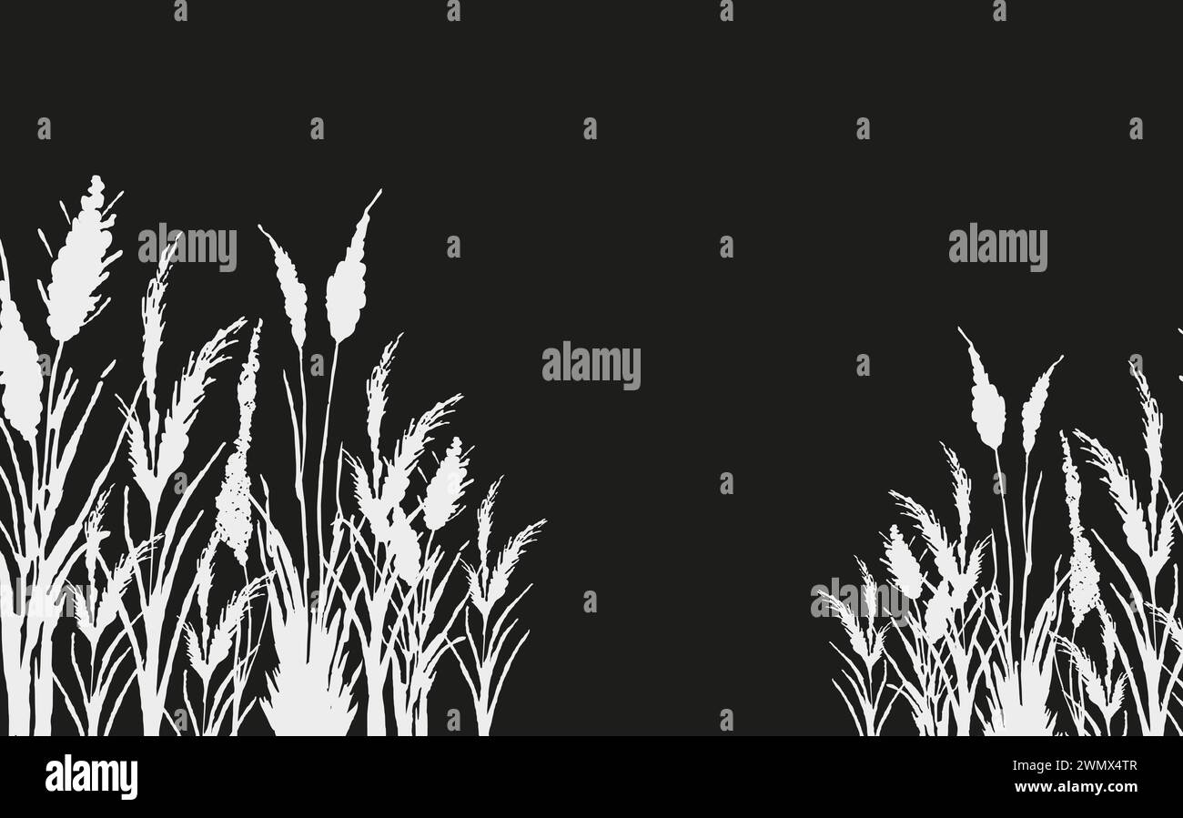 Black grass graphic silhouette.Image of a monochrome reed,grass or ...