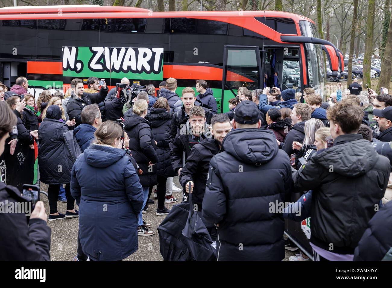 NIJMEGEN - The NEC player bus arrives at the Goffert Stadium. The ...