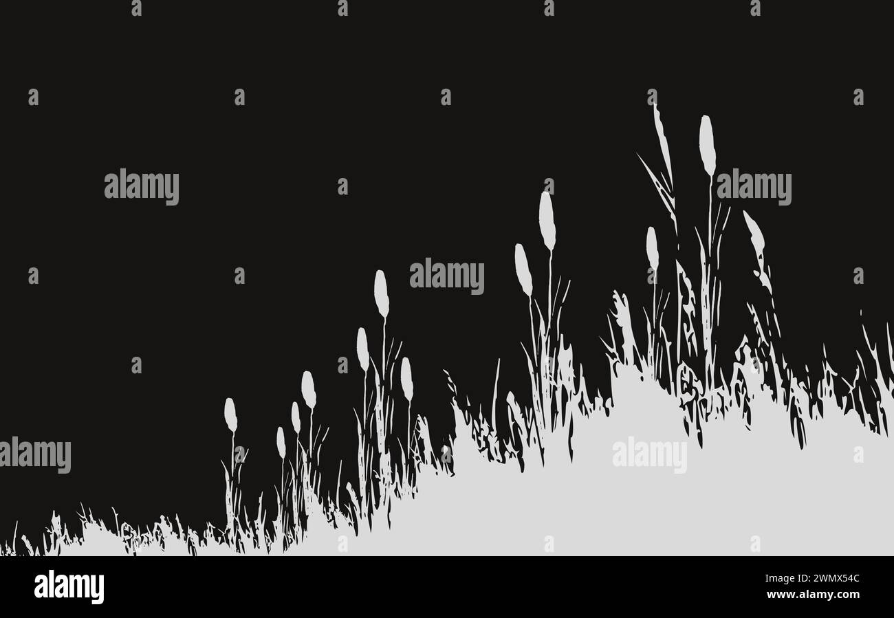 Black grass graphic silhouette.Image of a monochrome reed,grass or ...
