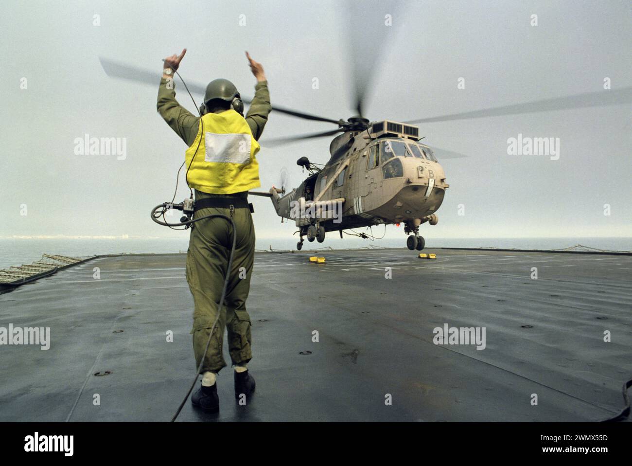 First Gulf War: 20th March 1991 An aircraft handler signals to an 845 ...