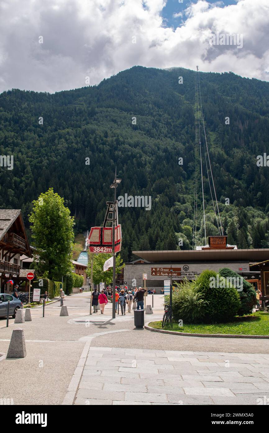Aiguille du Midi cable car station, that takes hikers from the centre ...