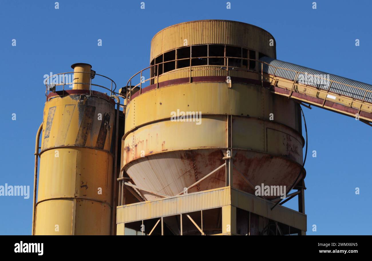 Amidst an urban landscape, the remnants of an old abandoned factory ...