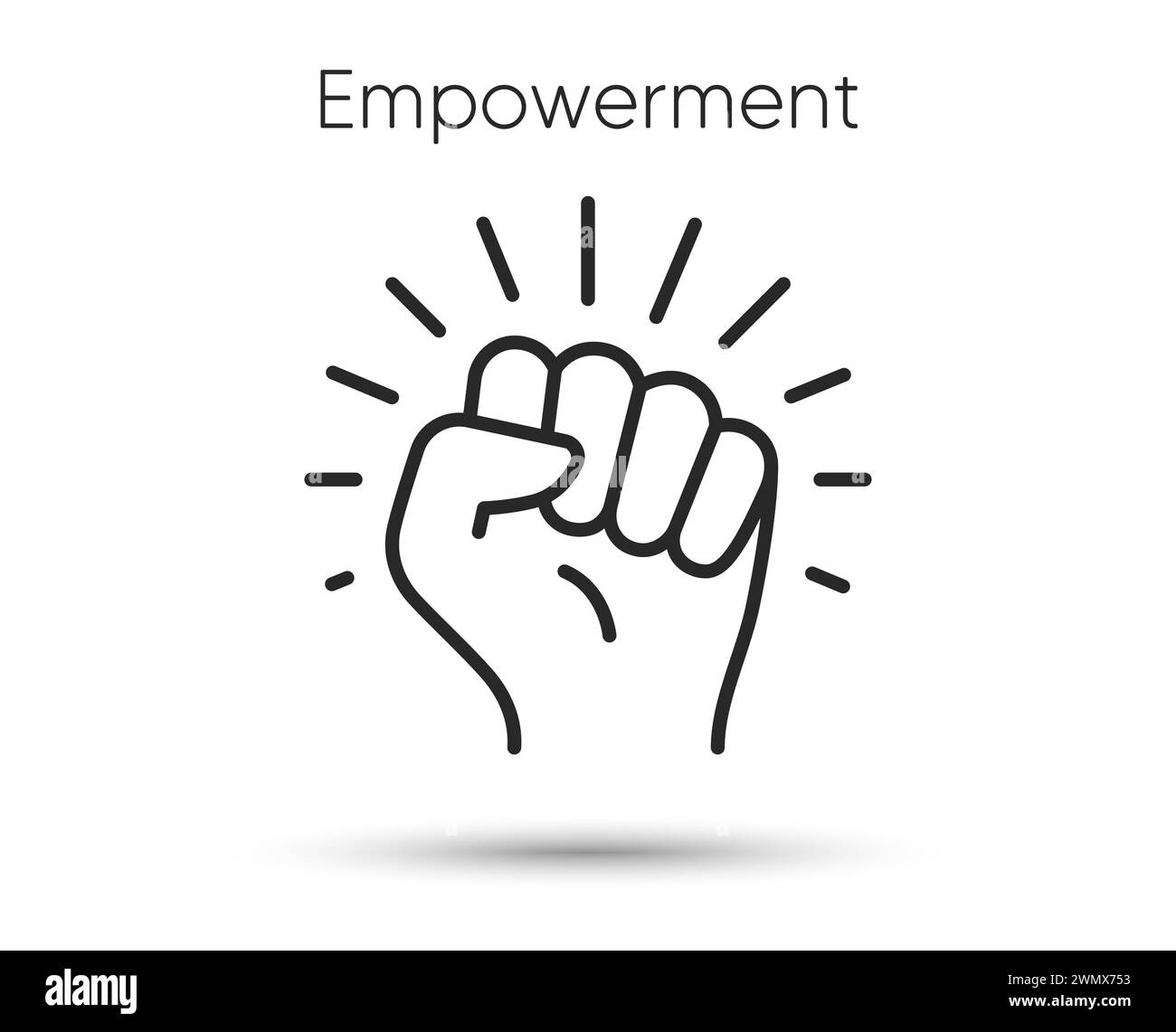 Empower line icon. Strong fist sign. Empowerment strength symbol ...