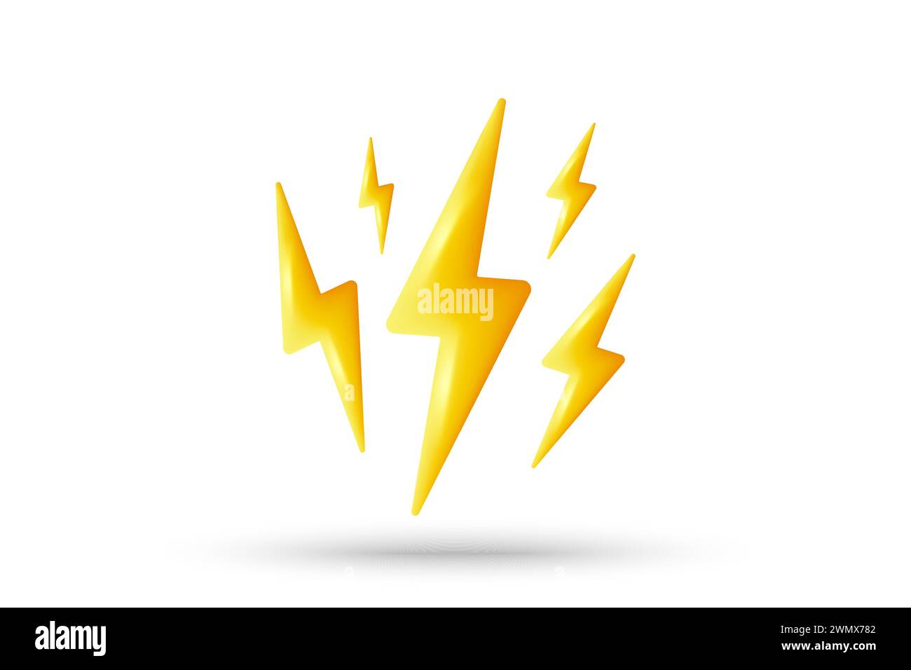 Lightning 3d icon. Energy power thunder, electric bolt symbol. Electric voltage sign. Vector ...