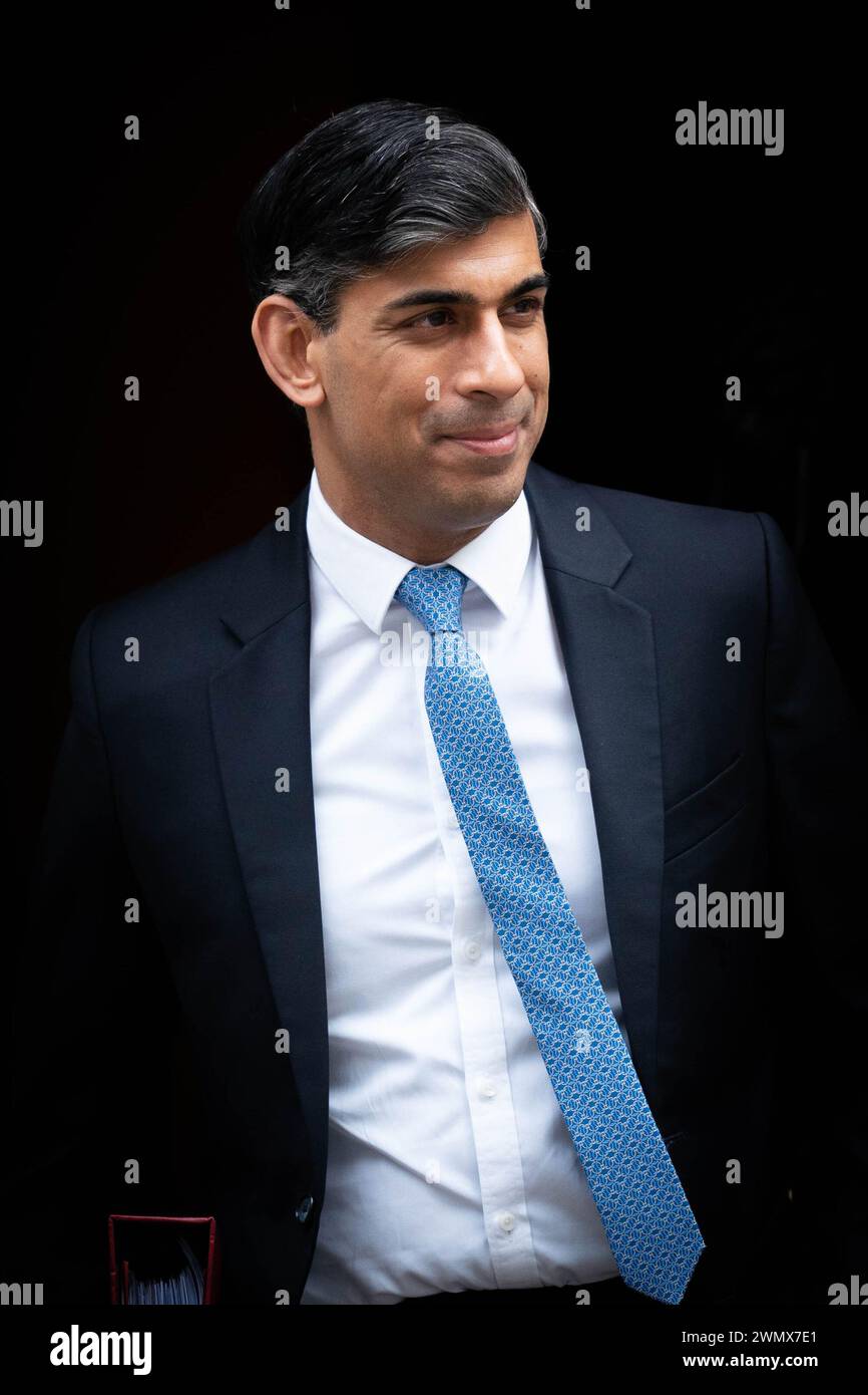 Prime Minister Rishi Sunak departs 10 Downing Street, London, to attend ...